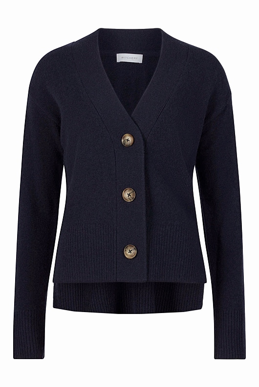 Regatta Blue Wool Blend Knit Cardigan - Women's Cardigans | Witchery