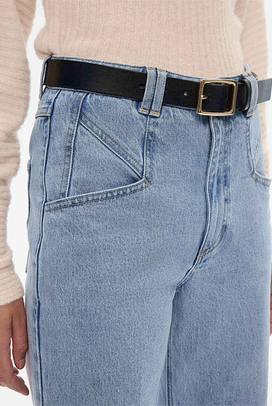 Vintage Wash Denim Wide Leg Angled Pocket Jean - Women's Flare & Wide ...