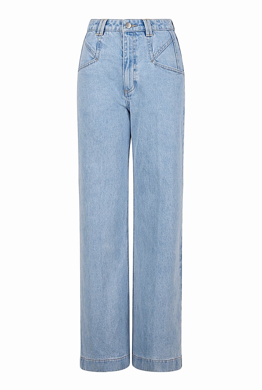 Vintage Wash Denim Wide Leg Angled Pocket Jean - Women's Flare & Wide ...