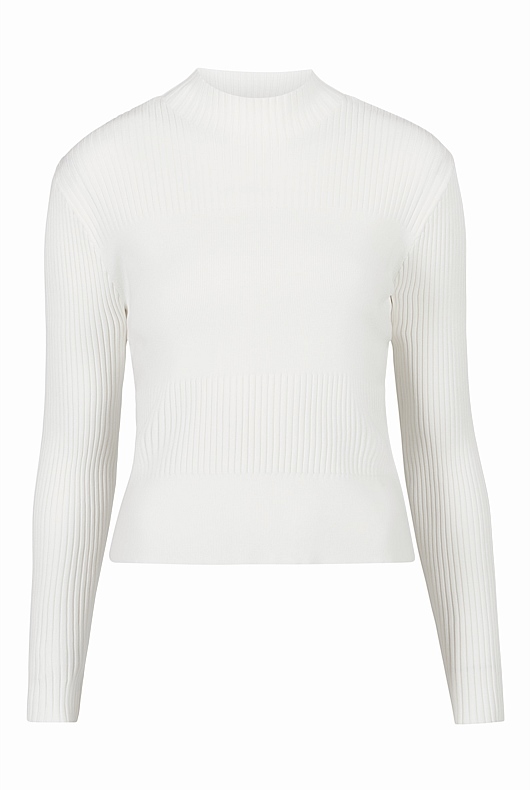 Chalk High Neck Textured Knit - Women's Evening Tops | Witchery