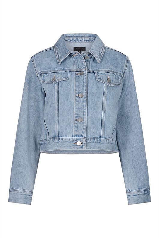Vintage Wash Denim Denim Crop Jacket - Women's Denim Jackets | Witchery