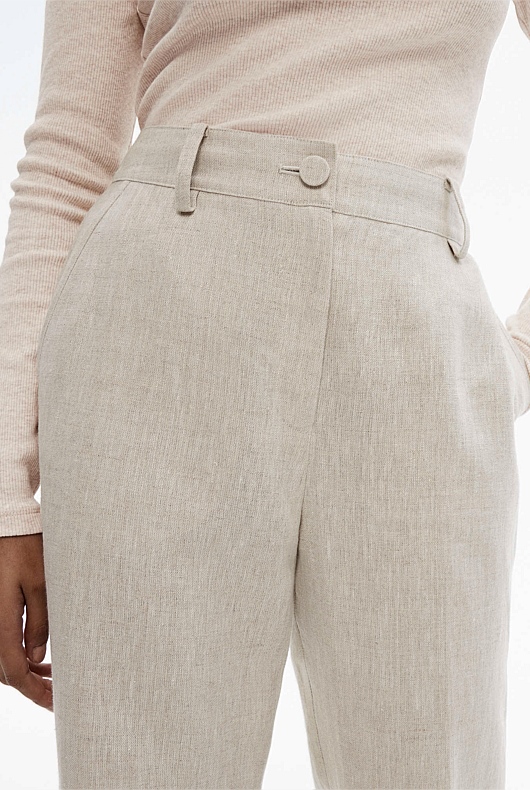 Flax Yarn Dye Linen Trouser - Women's High Waisted Pants | Witchery