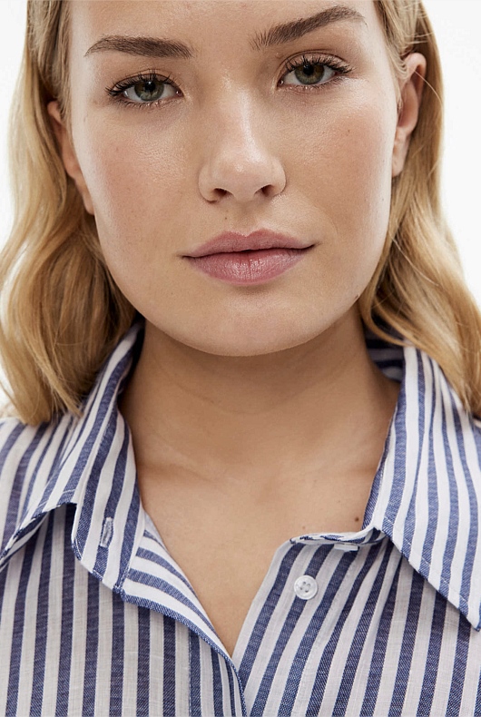 Navy Stripe French Linen Stripe Shirt - Women's Linen Shirts | Witchery
