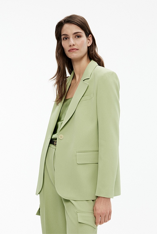 Pistachio Boxy Single-Breasted Blazer - Women's Blazers | Witchery