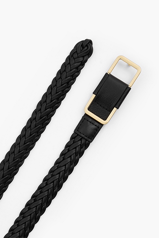 Black Woven Square Buckle Belt - Women's Belts | Witchery