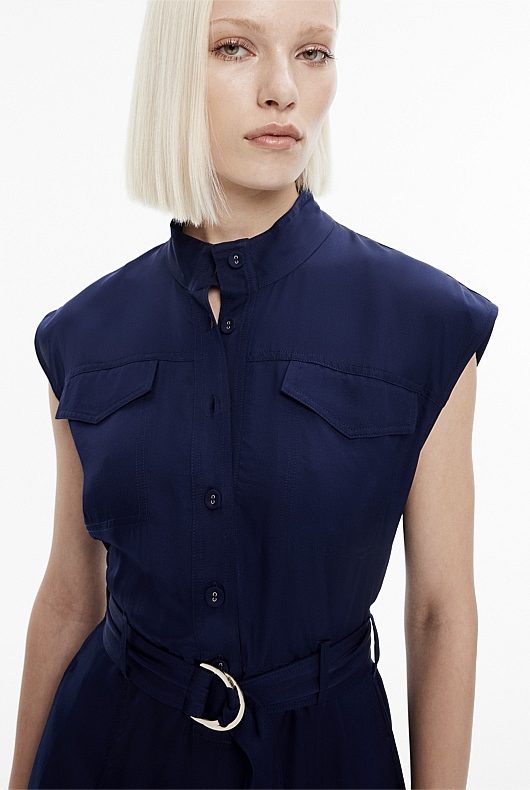 Ink Blue Half Placket Dress - Women's Casual Dresses | Witchery