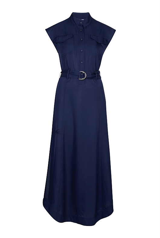 Ink Blue Half Placket Dress - Women's Casual Dresses | Witchery