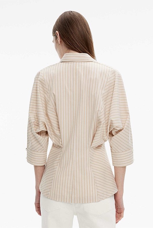 Natural Dolman Stripe Shirt - Women's Long Sleeve Shirts | Witchery