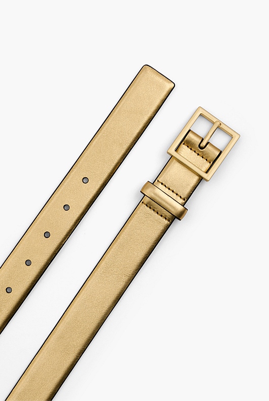 Gold Metallic Sharp Buckle Belt - Women's Belts | Witchery