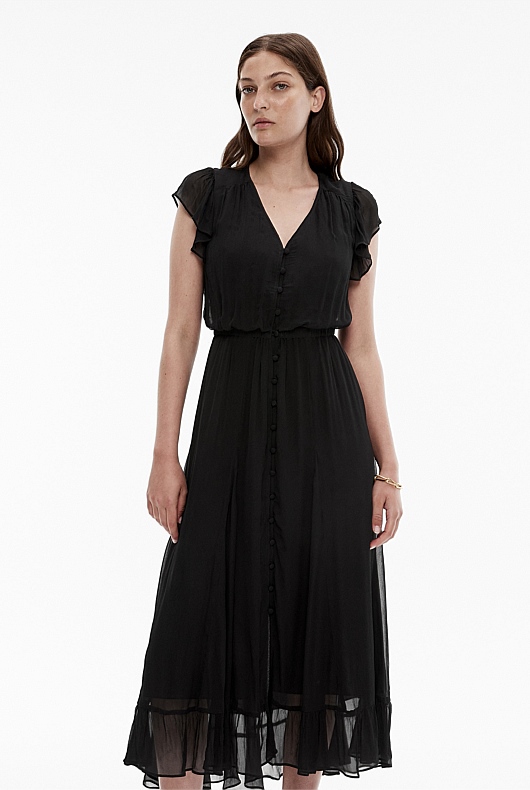 Black Yoryu Ruffle Dress - Women's Christmas Party Dresses | Witchery
