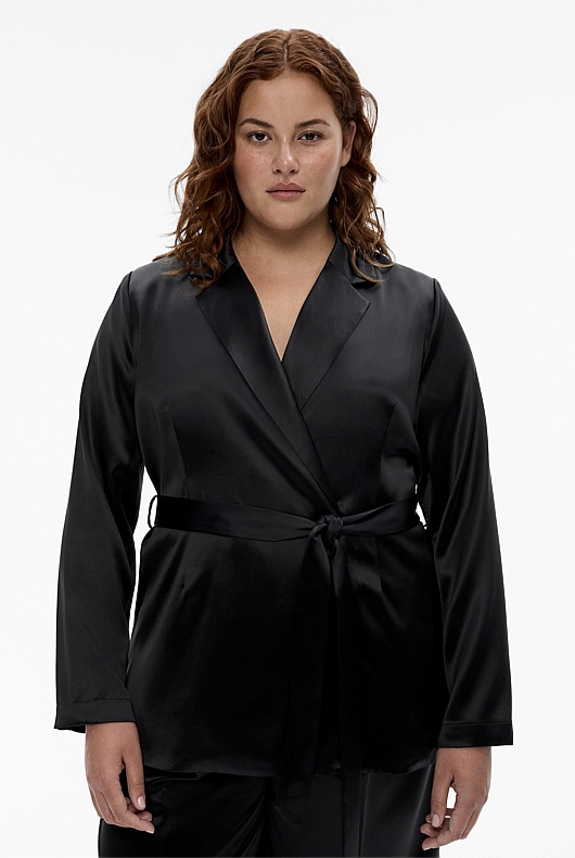 Black Acetate Draped Blazer - Women's Blazers | Witchery