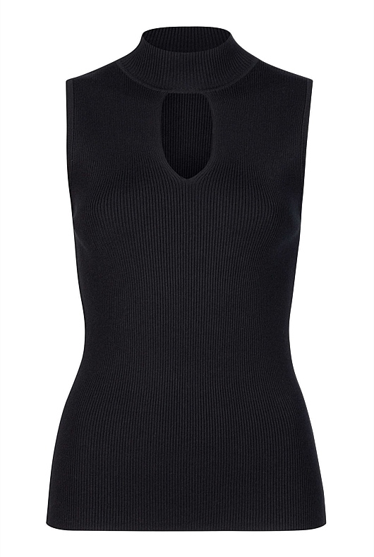 Black Keyhole Knit Tank - Women's Knit Tops & Tanks | Witchery