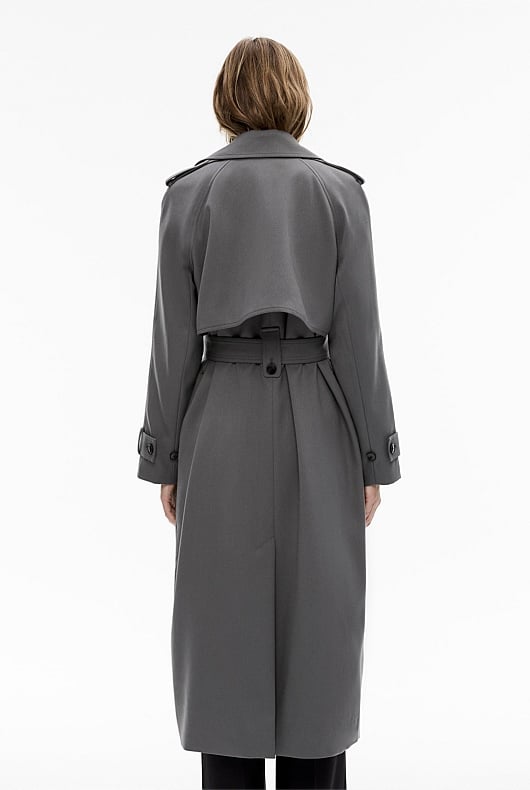 Steel Grey Draped Trench Coat - Women's Trench Coats | Witchery