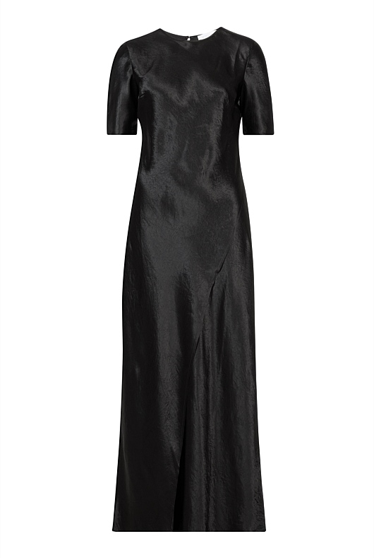 Black Acetate Short Sleeve Slip Dress - Women's A Line Dresses | Witchery