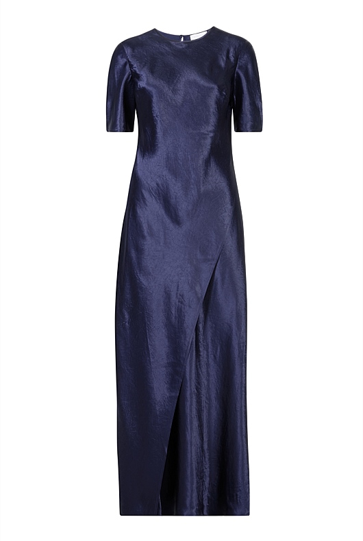 Midnight Acetate Short Sleeve Slip Dress - Women's A Line Dresses ...