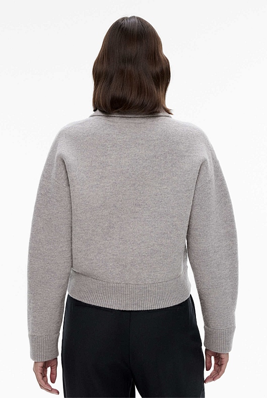 Mid Grey Marle Wool Knit Bomber - Women's Jackets | Witchery