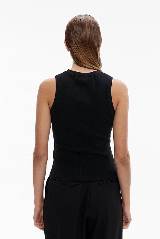 Black Crew Rib Tank - Women's Sleeveless Tops | Witchery
