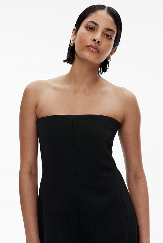 Black Wool Strapless Mini Dress - Women's Christmas Party Dresses ...