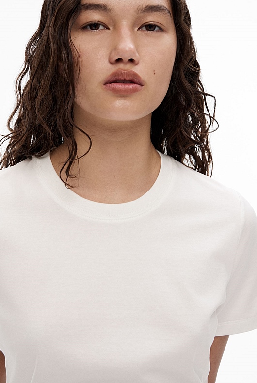 Fresh White Slim Fit Tee - Women's Short Sleeve Tops | Witchery