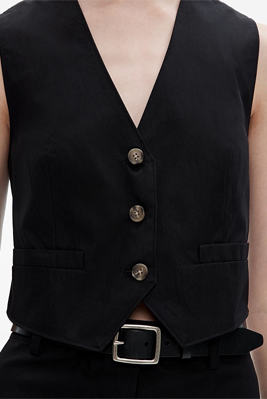 Black Boxy Vest - Women's Vests & Waistcoats | Witchery