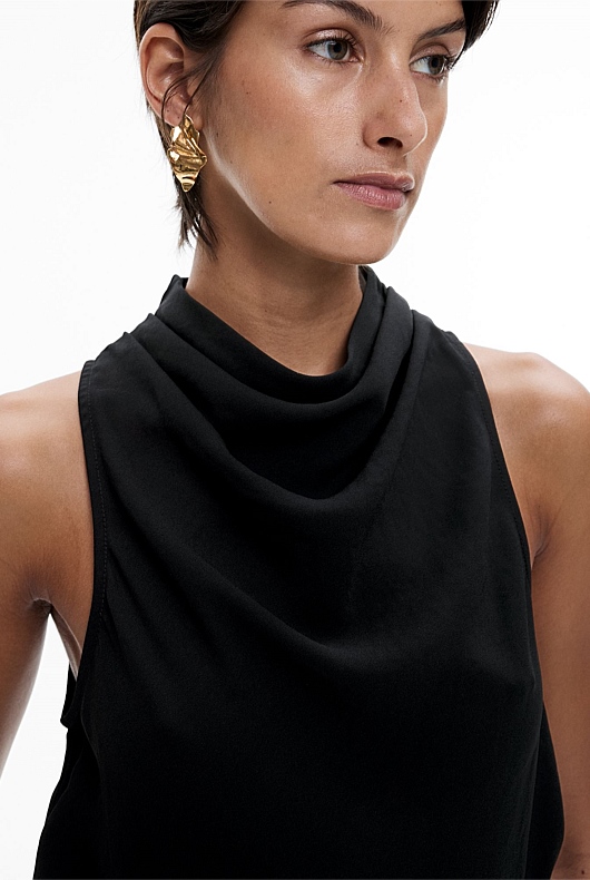 Black Draped Top - Women's Sleeveless Tops | Witchery