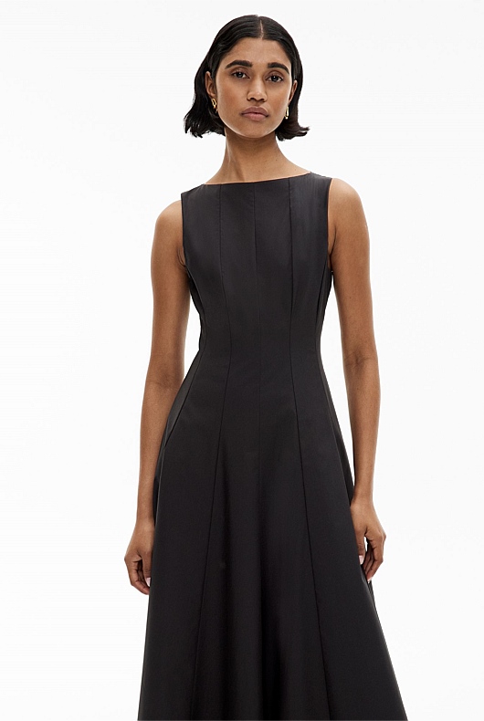 Black Panelled Midi Dress - Women's Black Dresses | Witchery