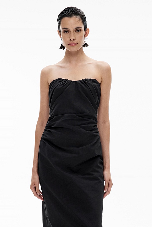 Black Scrunched Midi Dress - Women's Black Dresses | Witchery