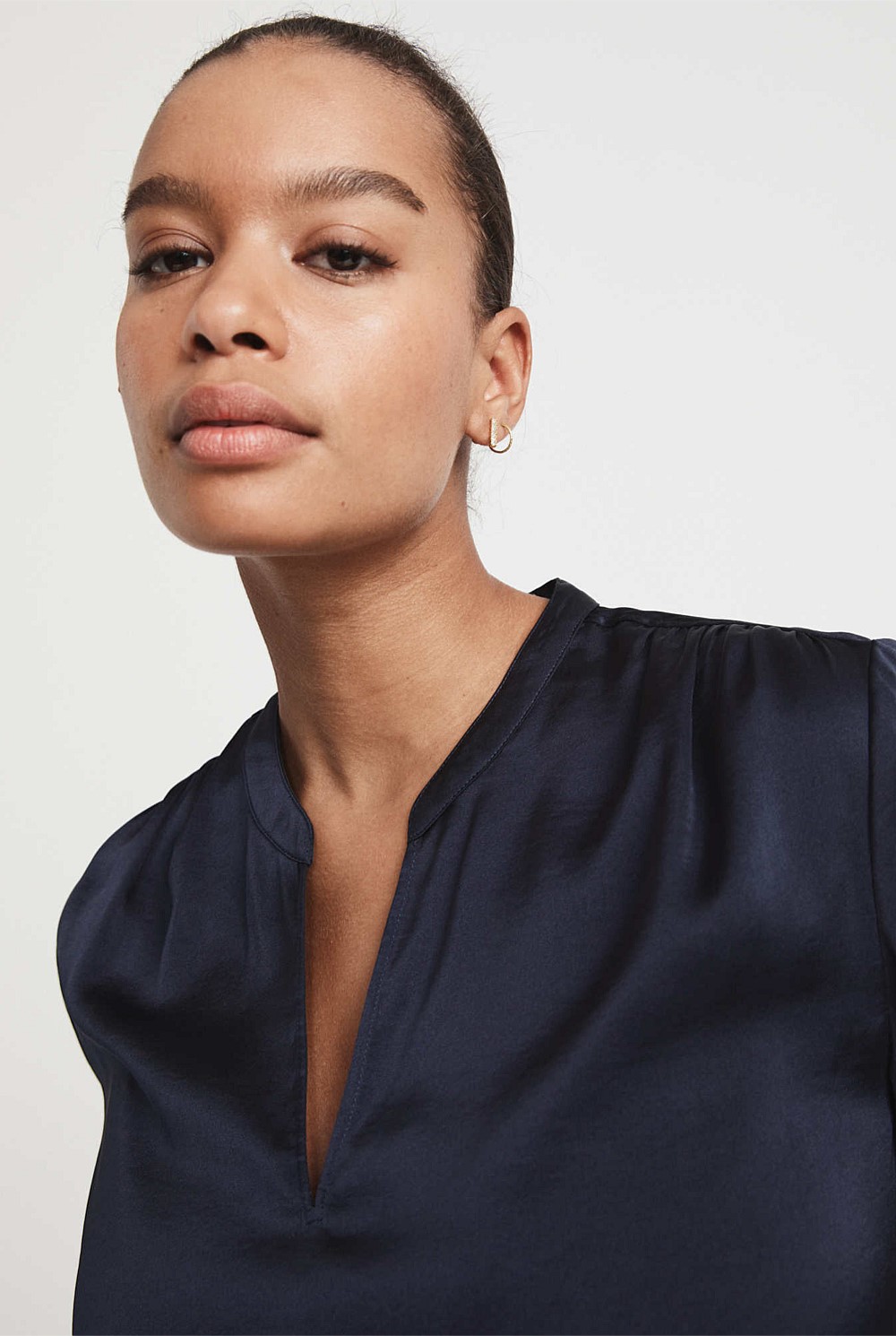 Blue Night Boho Split Neck Blouse - Women's Evening Shirts | Witchery