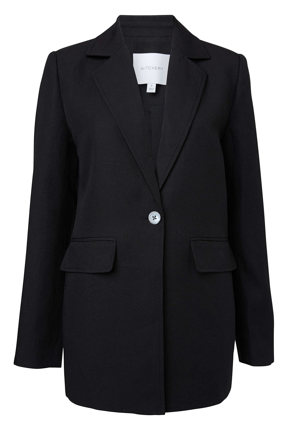 Black Linen Blend Long Line Blazer - Women's Blazers | Witchery