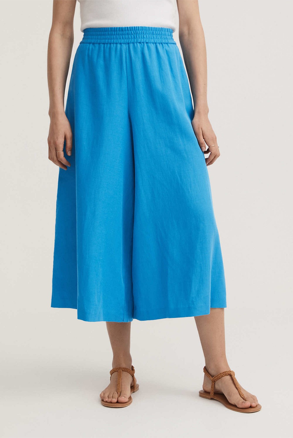 Cyan Linen Blend Wide Leg Pant - Women's Pants | Witchery