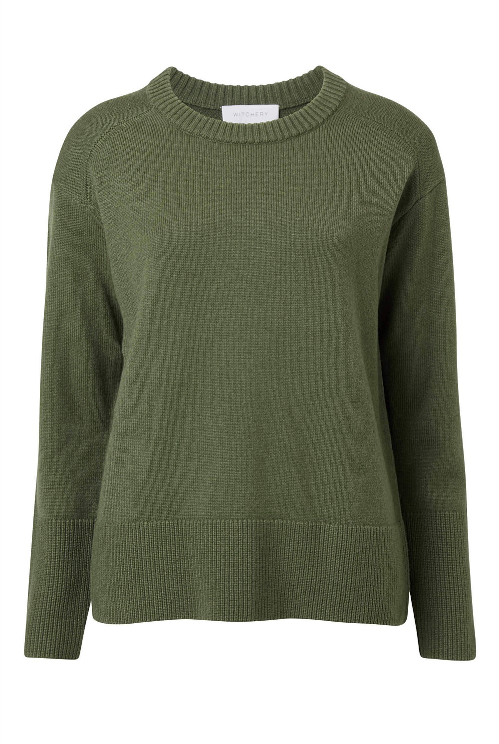 Olive Drop Shoulder Crew Knit - Women's Crew Neck Jumpers | Witchery