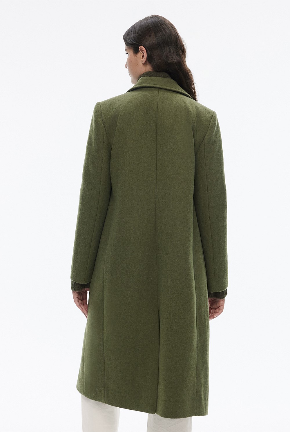 Olive Classic Wool Blend Double Breasted Coat - Women's Wool Coats ...