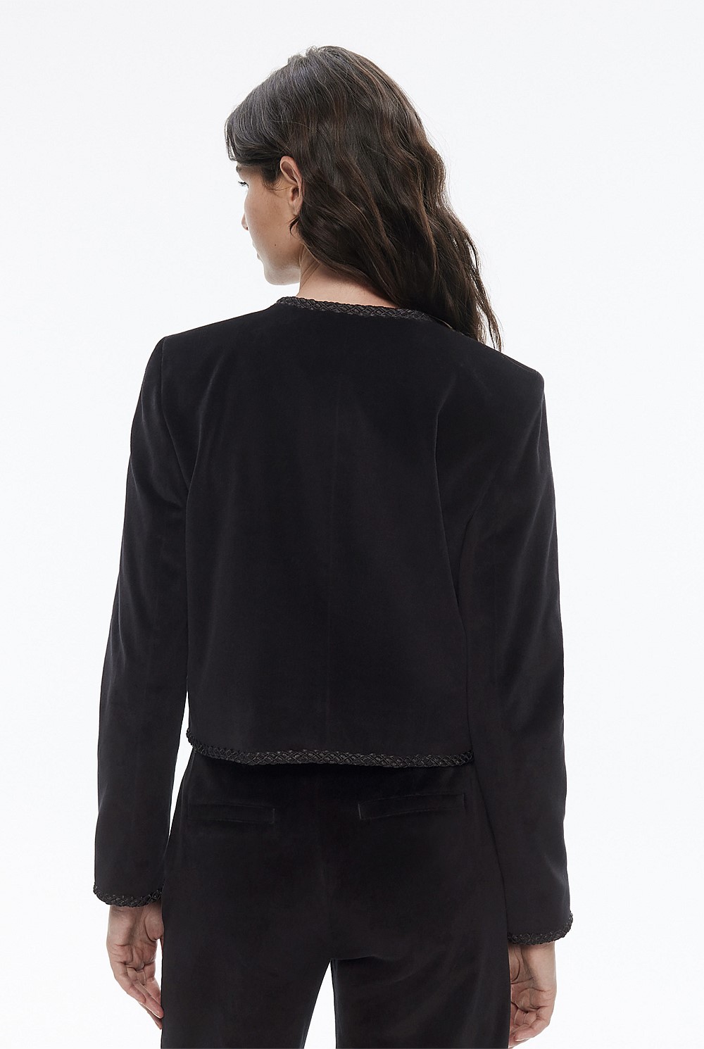 Black Cotton Velvet Jacket - Women's Jackets | Witchery
