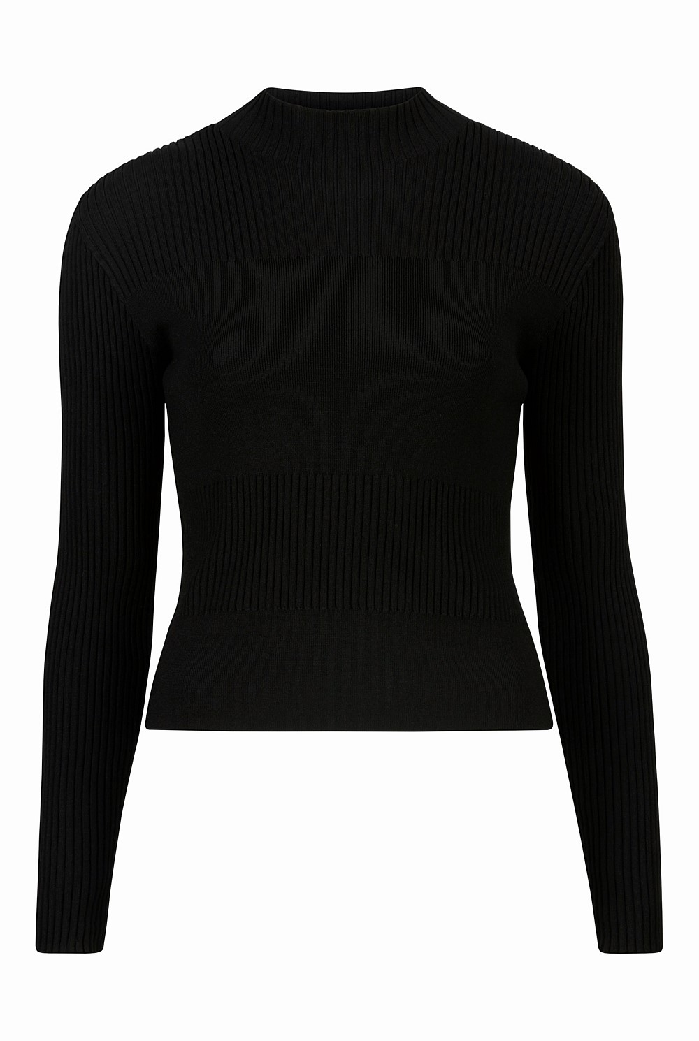Black High Neck Textured Knit - Women's Evening Tops | Witchery