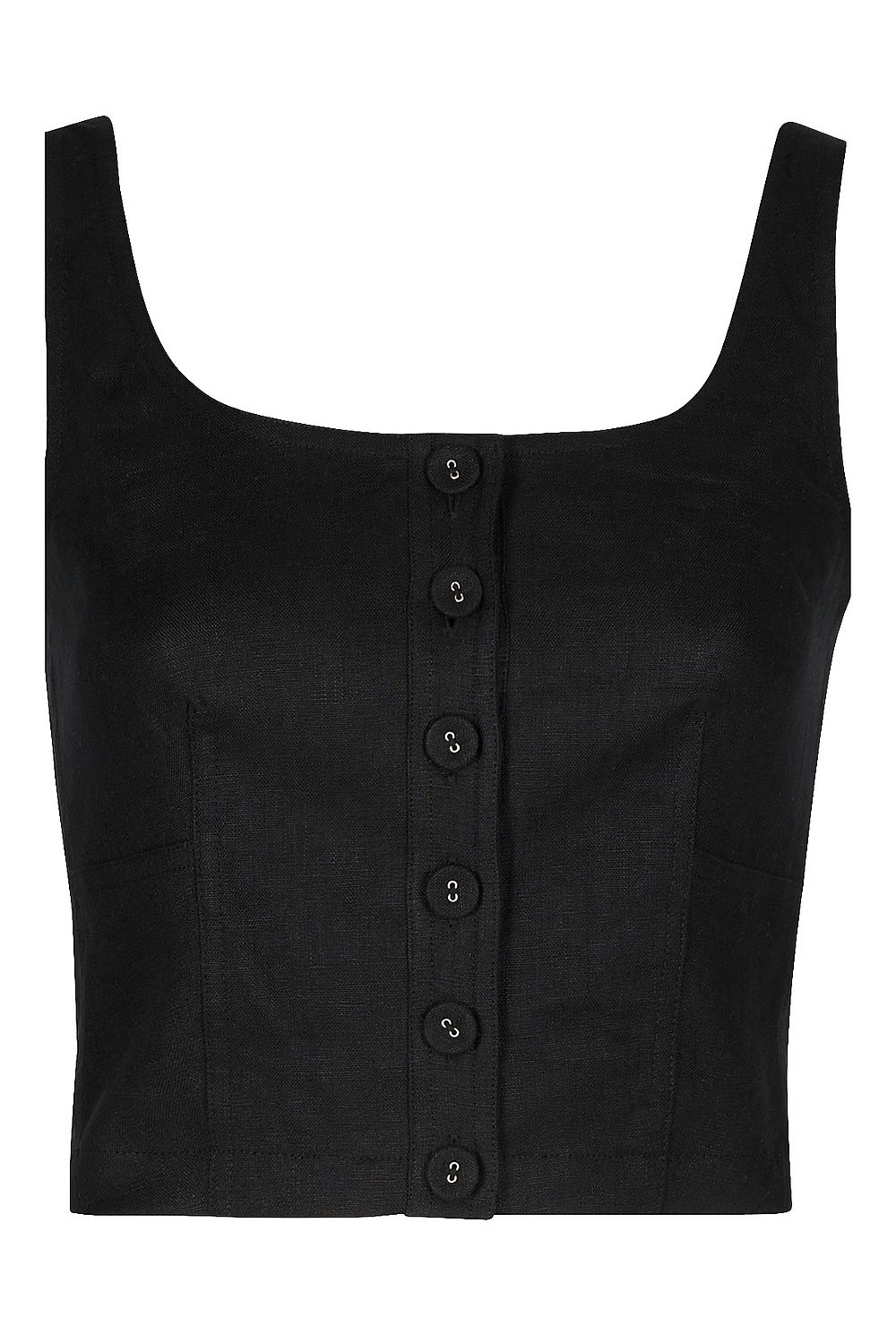 Black French Linen Cropped Button Bodice - Women's Shirts | Witchery