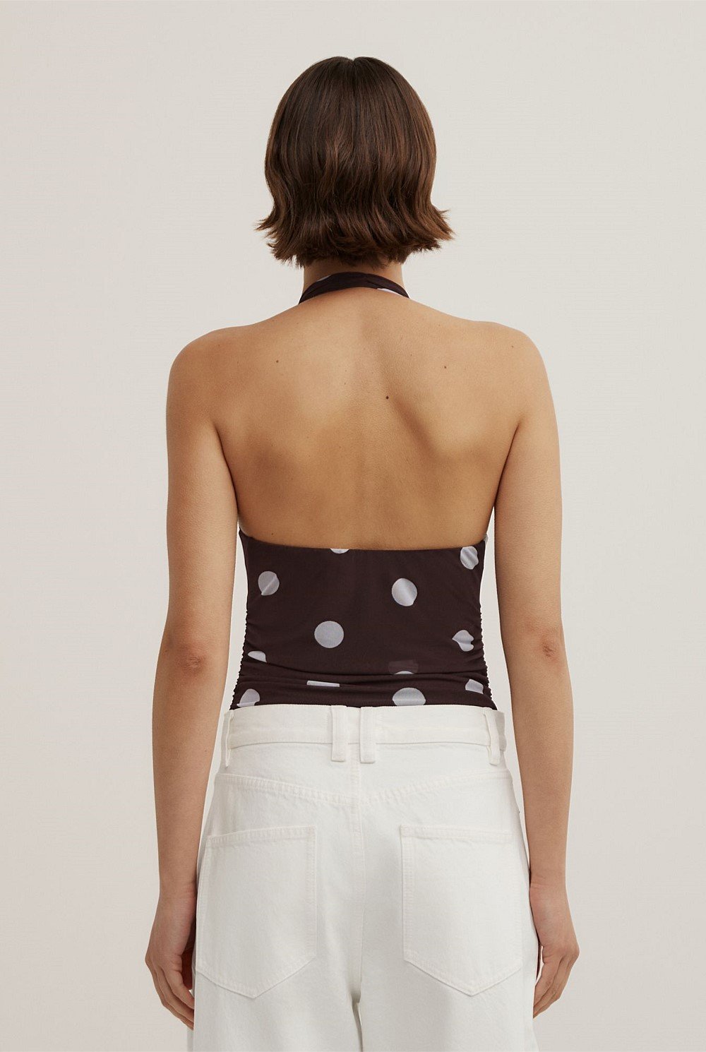 Multi Spot Blue Halterneck Mesh Bodysuit - Women's Evening Tops | Witchery