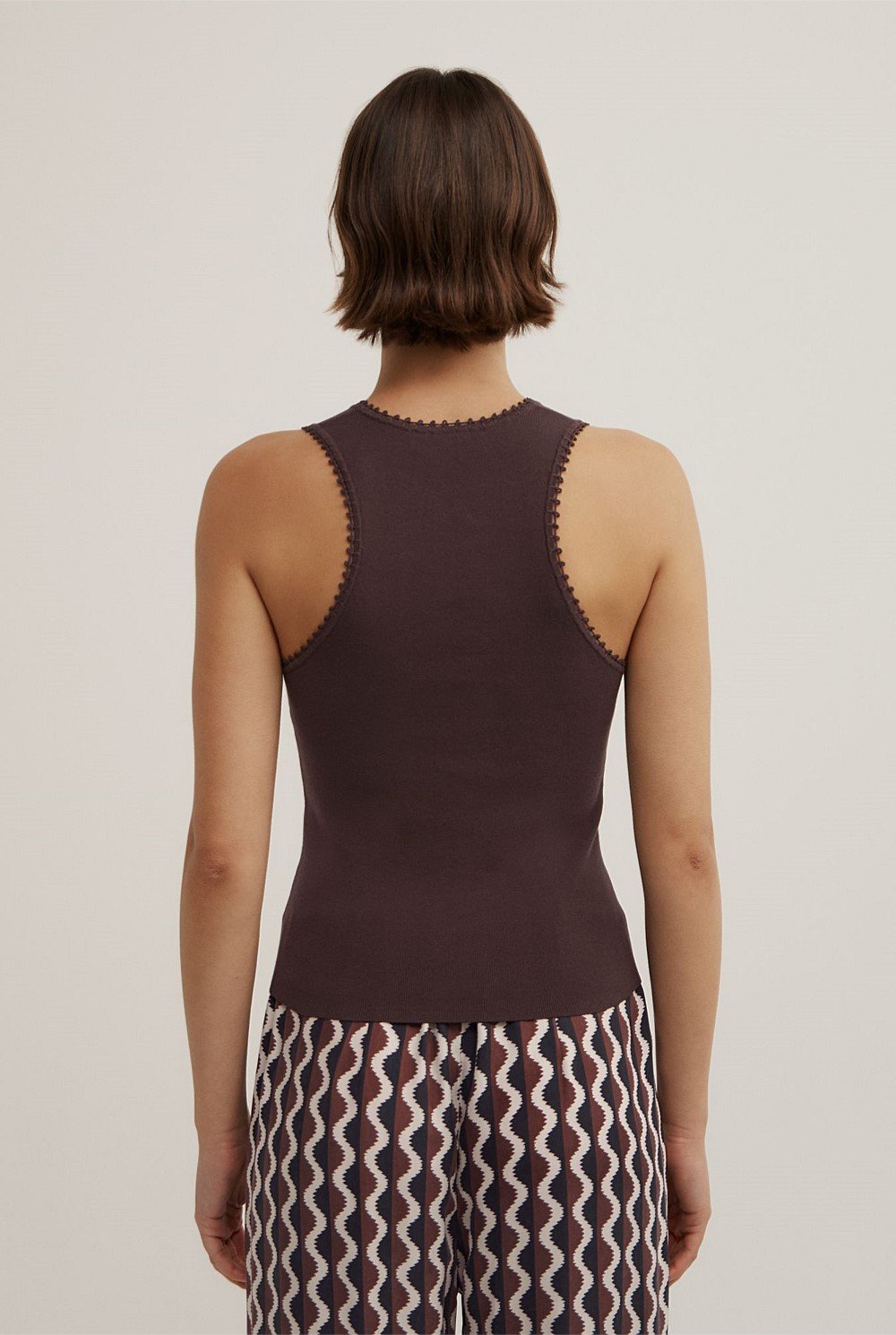 Espresso Crochet Detail Knit Tank Top - Women's Sleeveless Tops | Witchery