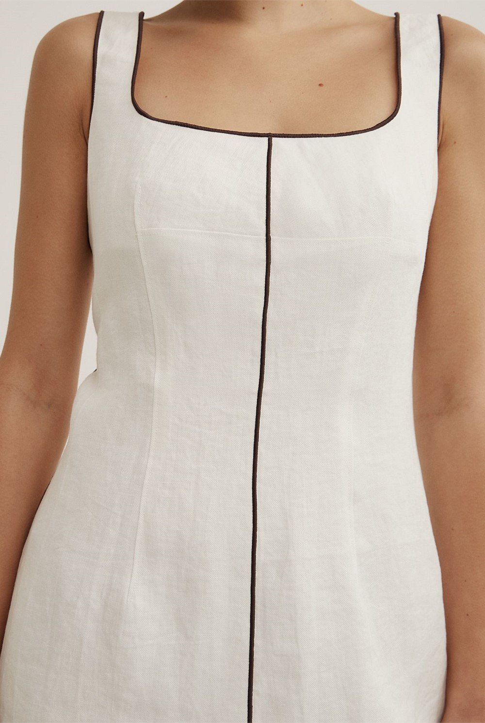 Fresh White Contrast Stitch Dress - Women's Casual Dresses | Witchery