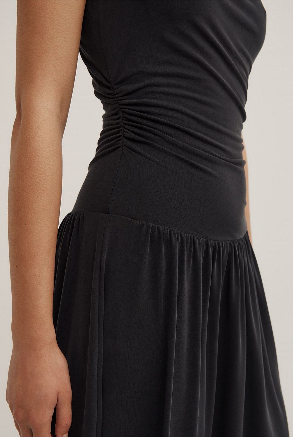 Black Draped Boat Neck Dress - Women's Evening & Cocktail Dresses ...
