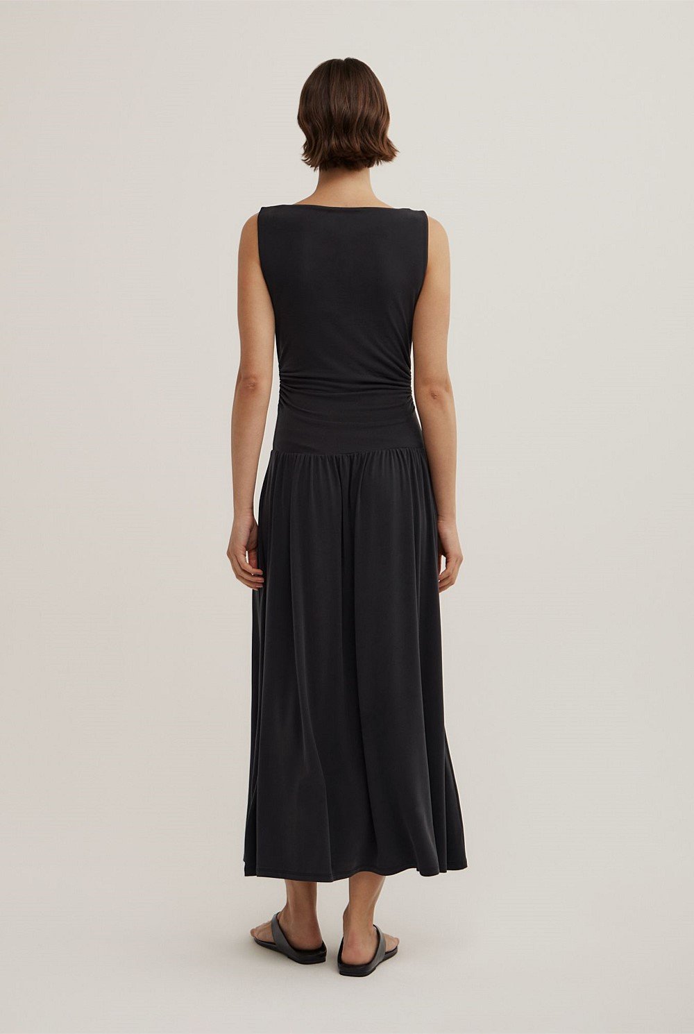 Black Draped Boat Neck Dress - Women's Evening & Cocktail Dresses ...