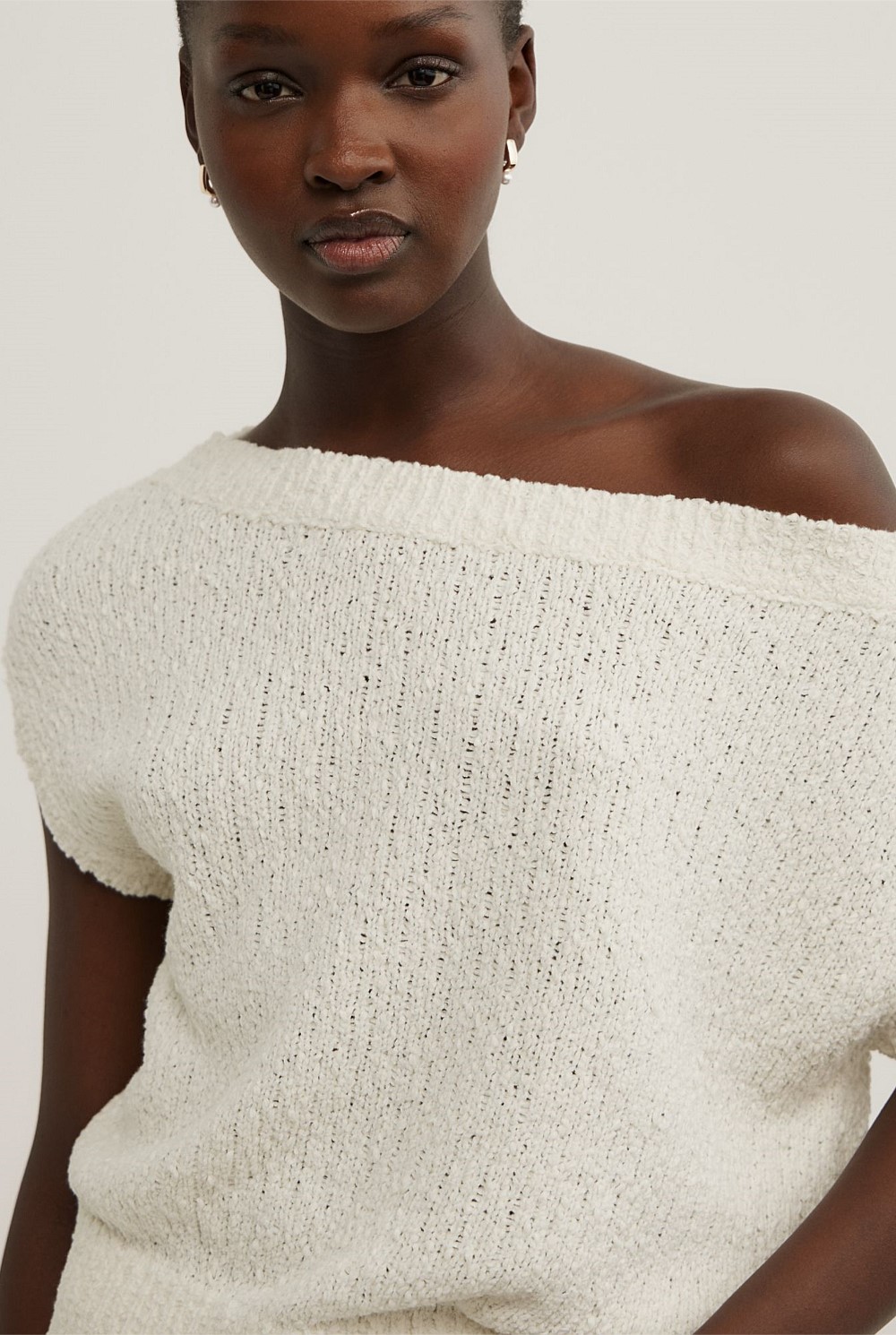 Chalk Textured Asymmetric Knit Tank Top - Women's Knitwear | Witchery
