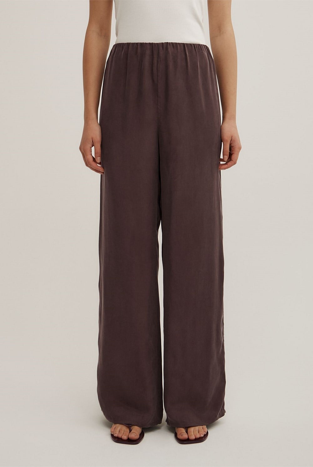 Espresso Pull On Cupro Pants - Women's Dress Pants | Witchery